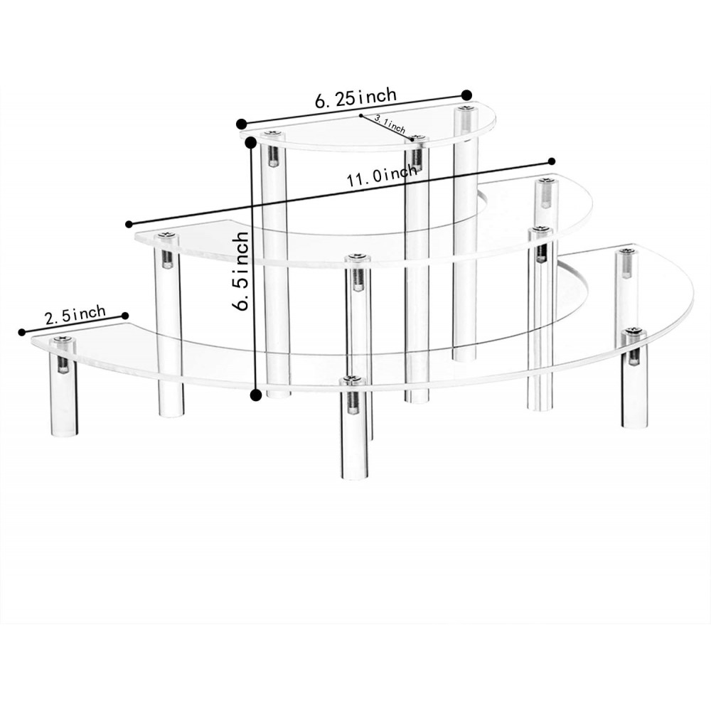 Half Moon Shape Clear Acrylic Display Stand - 3 Tier Stand - Candy ...