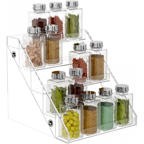 Clear Acrylic Spice Organizer, (5 Tiers) Seasoning Shelf Kitchen Spice ...