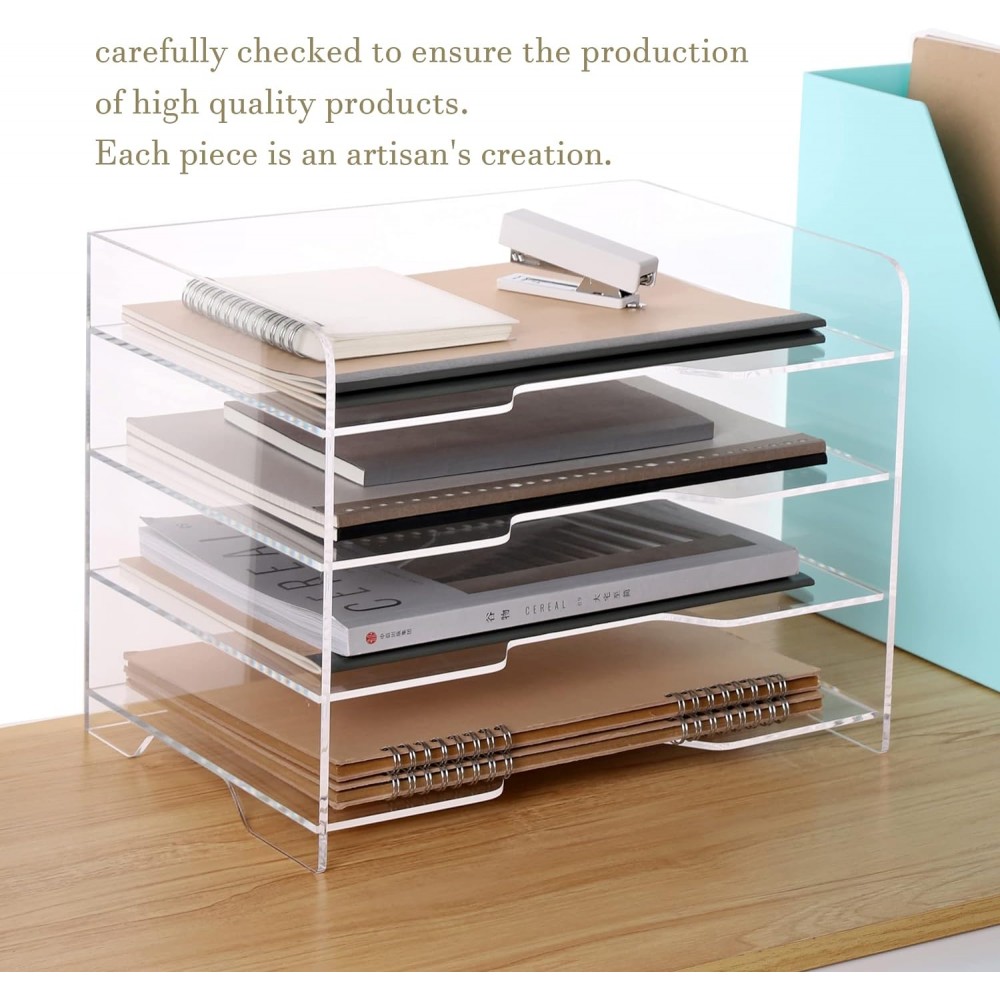Clear Acrylic Desk Organizers and File Holder, Office Paper Organizer ...